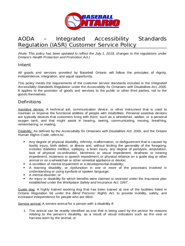 Integrated Accessibility Standards RegulationCustomer ... Doc Template ...