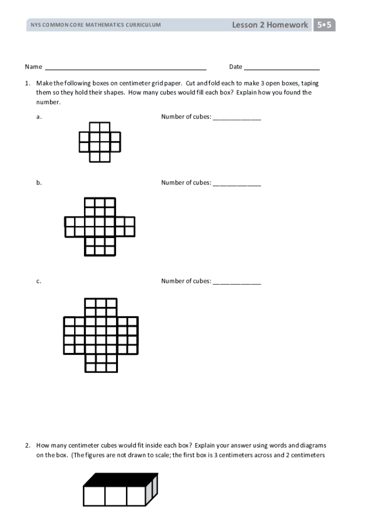 Fillable Online 2. How many centimeter cubes would fit inside each box ...