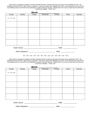 Fillable Online Free Parenting Time Calendar. Custody Schedules for ...