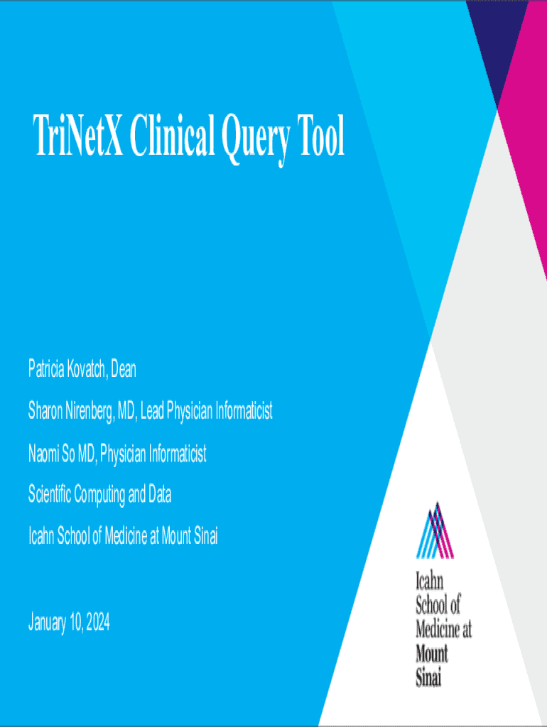 Fillable Online labs icahn mssm TriNetX Clinical Query Tool - Research ...