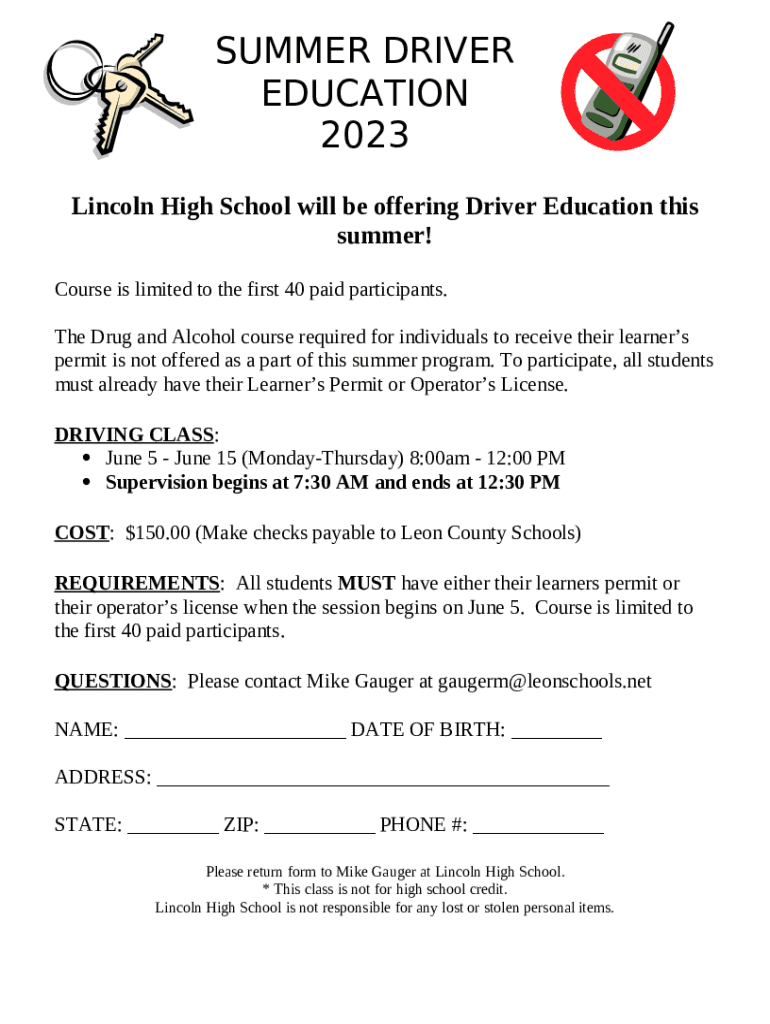 Transportation / Driver Education Ination Doc Template | pdfFiller