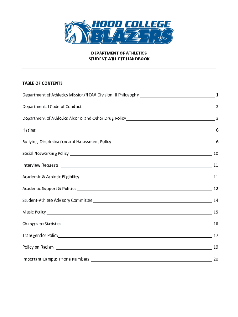 Fillable Online Department of Athletics Mission/NCAA Division III ...