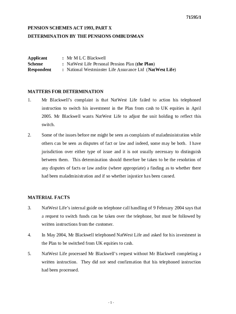 pension schemes (conversion of guaranteed minimum ... Doc Template ...