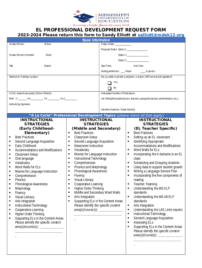 el professional development request Doc Template | pdfFiller