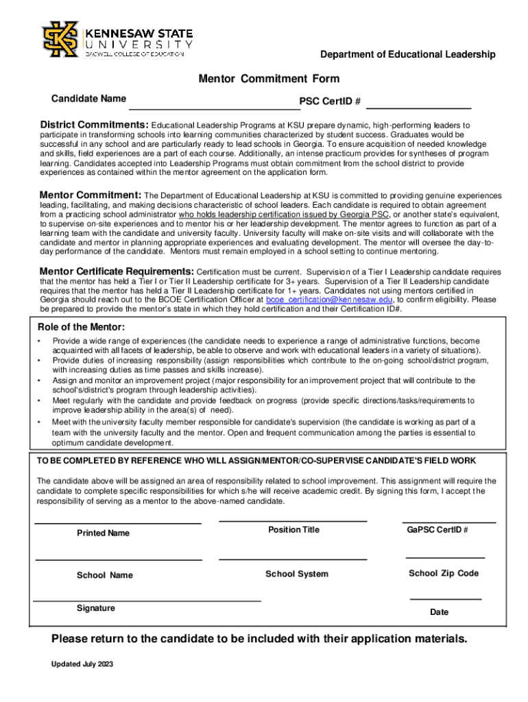 Fillable Online Educational Leadership Master's Degree - K-State Online ...