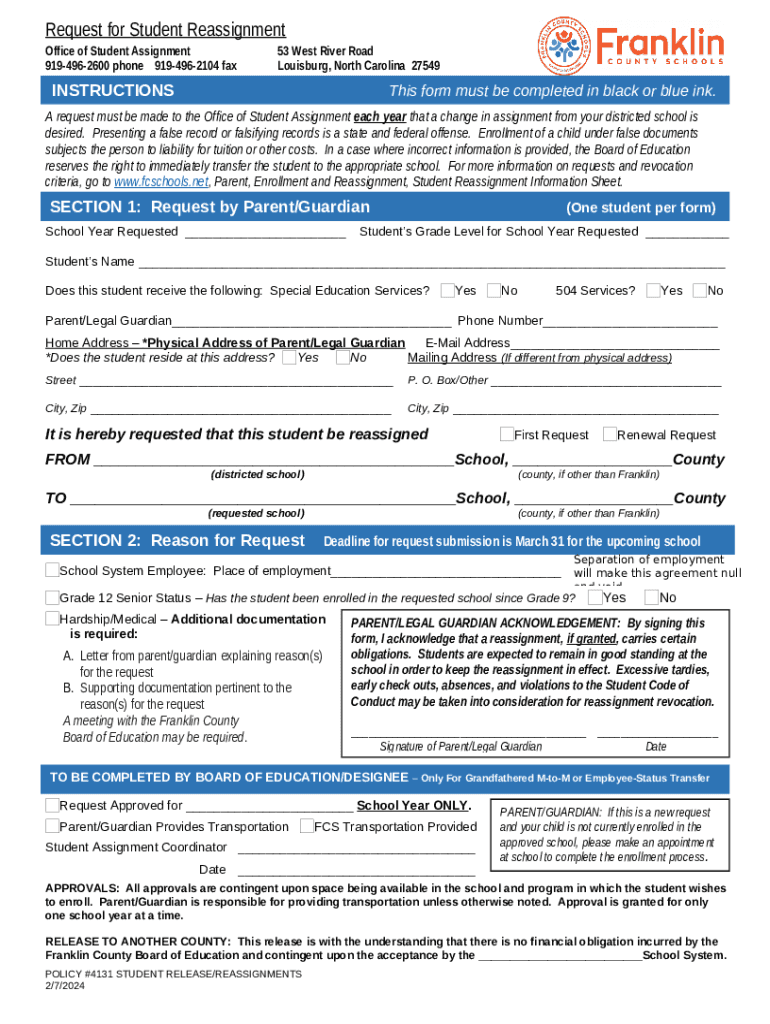 2020-2021 Request for Student Reassignment Process ... Doc Template ...