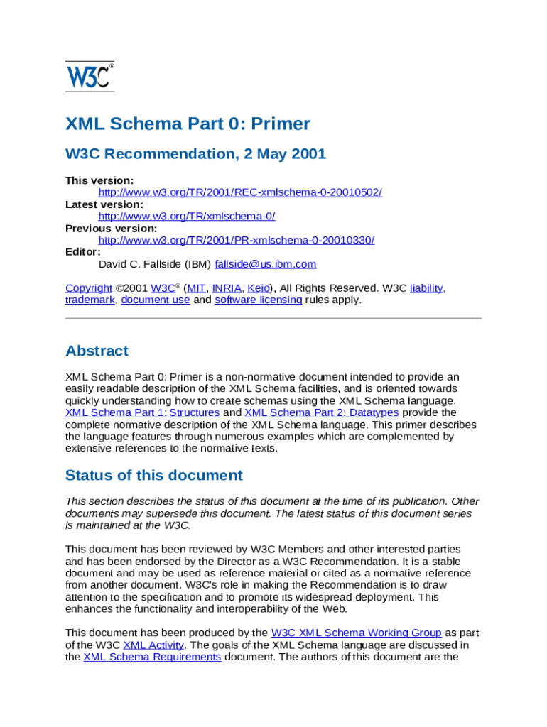 Xml Schema Part 1 Structures Second Edition Doc Template Pdffiller