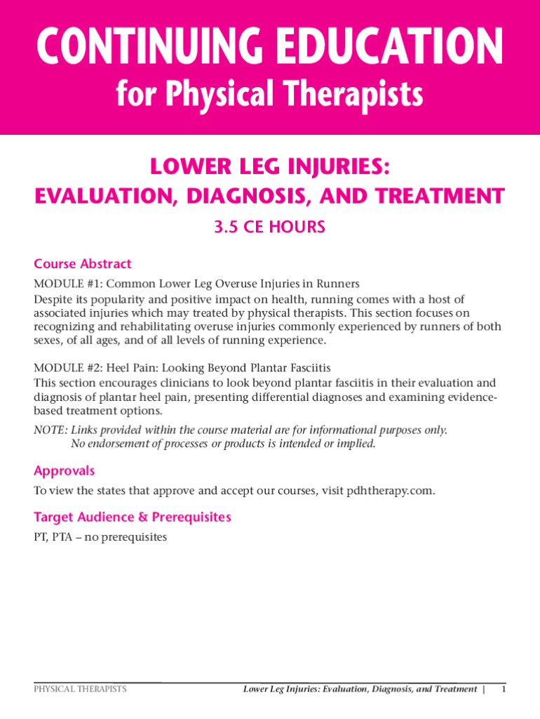 Fillable Online Differential Diagnosis and Management of Lower Leg ...