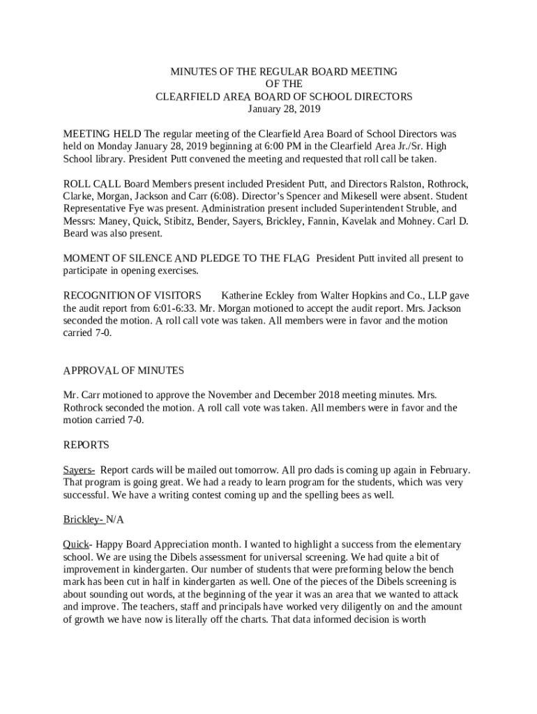 ROLL CALL Board Members present included President Putt, and Directors ...