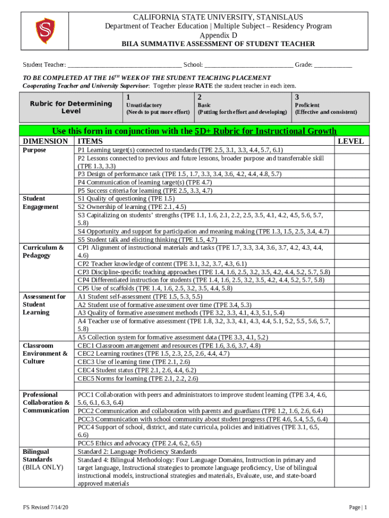 Use this in conjunction with the 5D+ Rubric for ... Doc Template ...