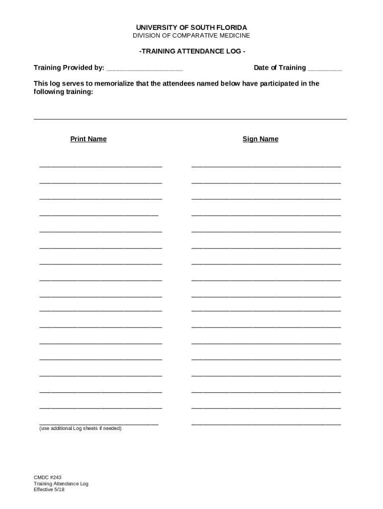 -TRAINING ATTENDANCE LOG - Doc Template | pdfFiller
