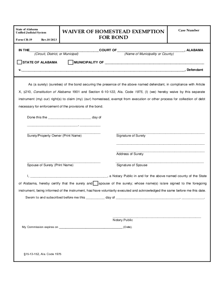 Fillable Online eforms alacourt Regular Homestead Exemption Claim ...