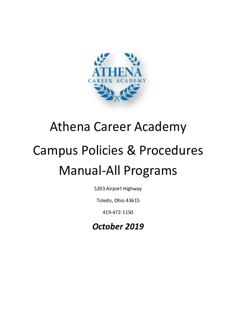 Fillable Online Athena Career Academy Campus Policies & Procedures ...