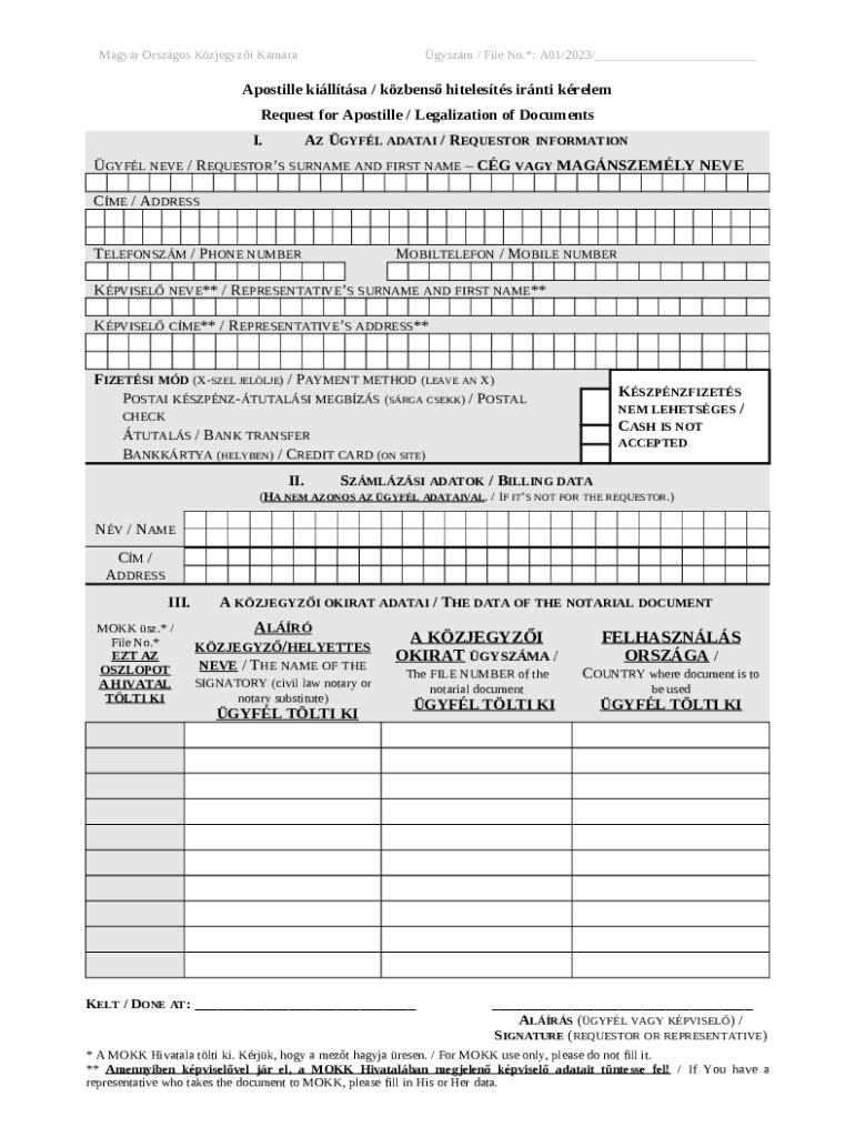 Request for Apostille / Legalization of Documents Doc Template | pdfFiller