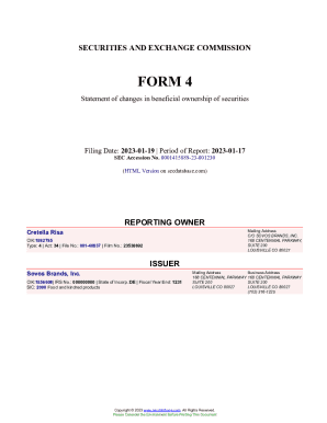 Fillable Online Cretella Risa Form 4 Filed 2023-01-19. Accession Number ...