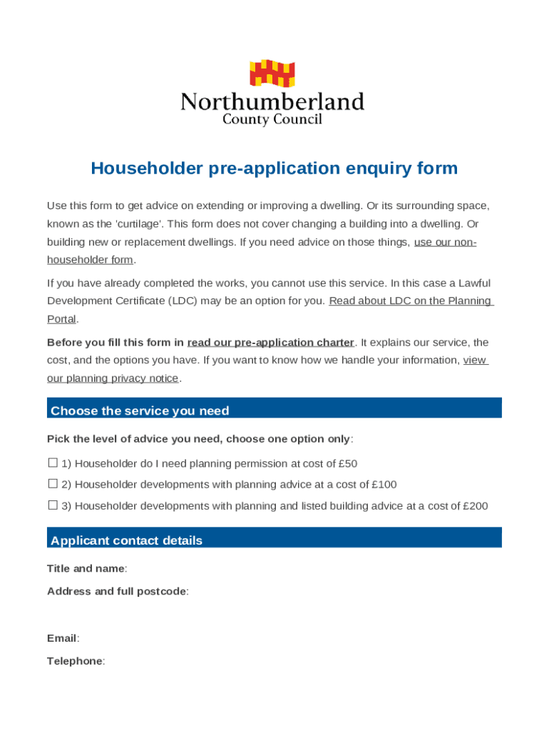Application for Householder and Local Enquiries Doc Template | pdfFiller