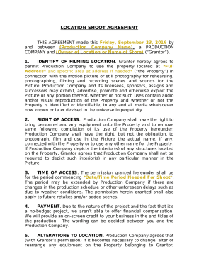 Film Location Agreement - Fill Online, Printable, ... Doc Template ...