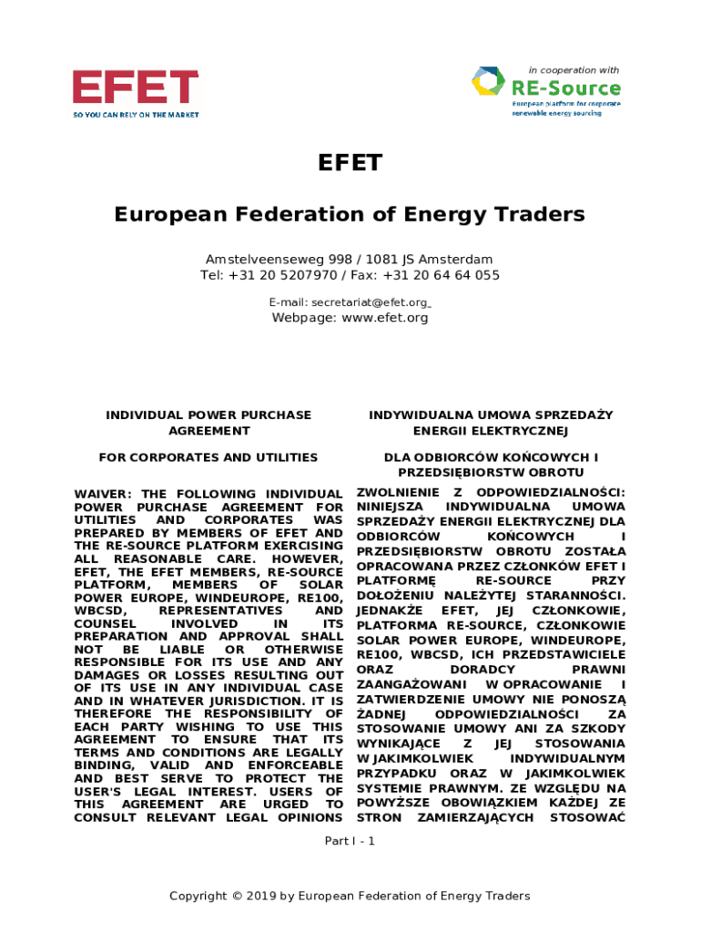 Individual Power Purchase Agreement Doc Template | pdfFiller
