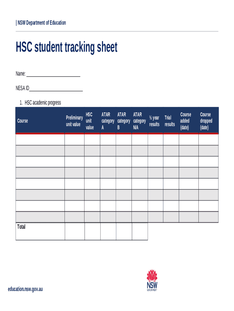 School to WorkHSC student tracking sheet Doc Template | pdfFiller