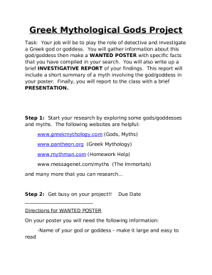 Greek Mythology Project - Mr. Peinert's Social Studies Site Doc ...