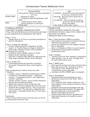 Individual Teacher Data Reflection Doc Template | pdfFiller