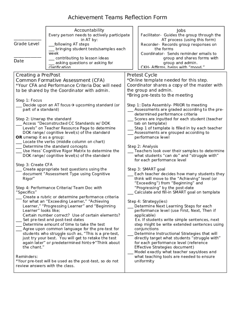 Individual Teacher Data Reflection Doc Template | pdfFiller