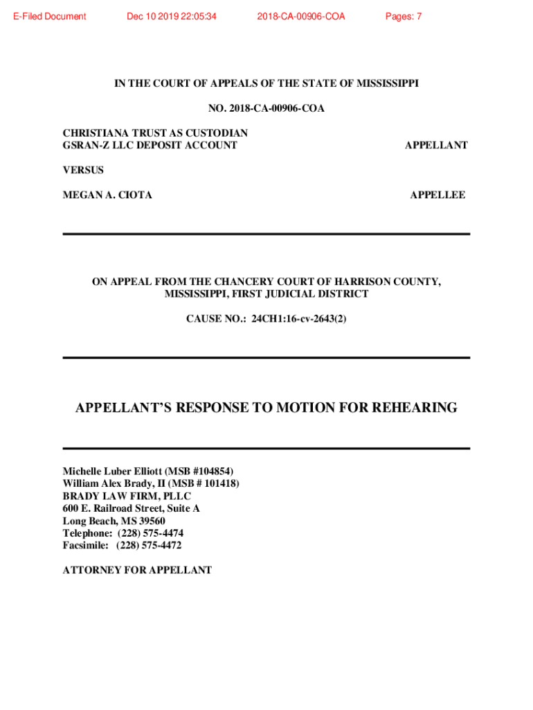 Fillable Online APPELLANT'S RESPONSE TO MOTION FOR REHEARING Fax Email ...