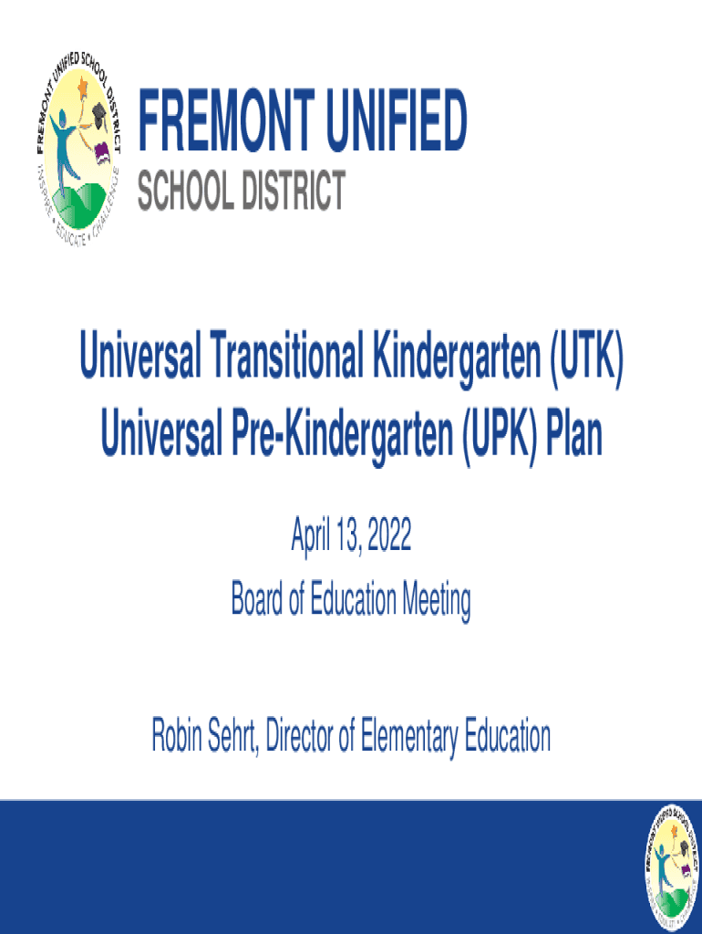 Fillable Online Universal Transitional Kindergarten(UTK) Universal Pre ...