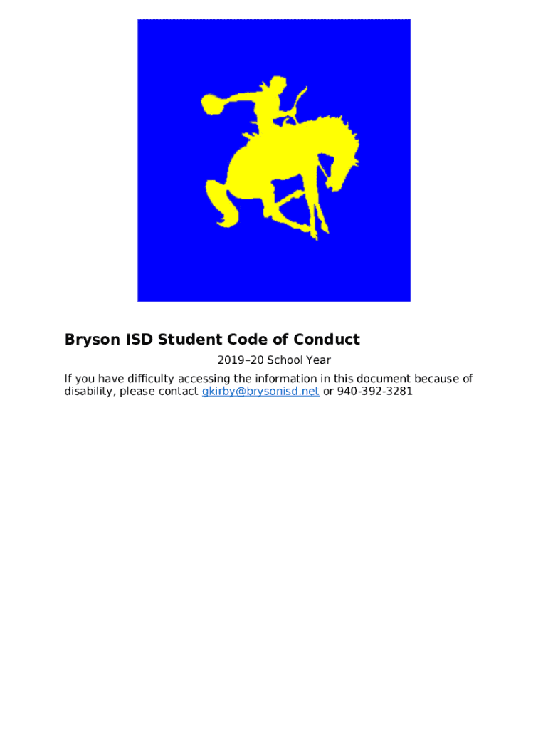 Bryson ISD Student Code of Conduct Doc Template | pdfFiller