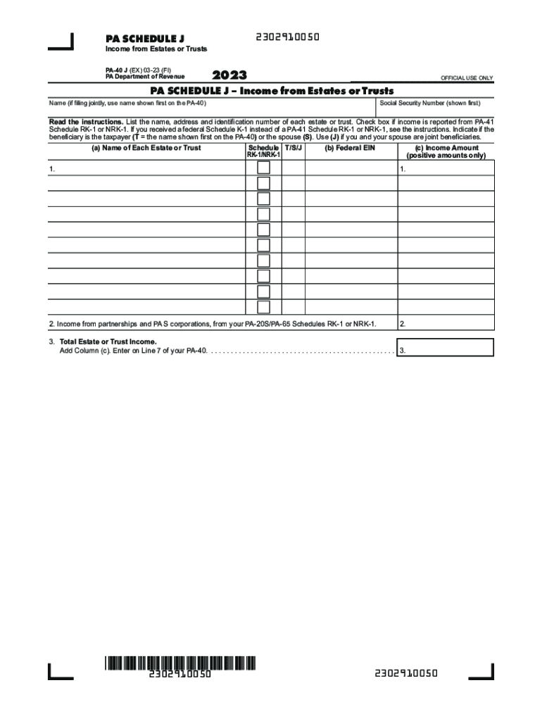 Fillable Online Forms needed to file Pennsylvania Personal Income Tax ...
