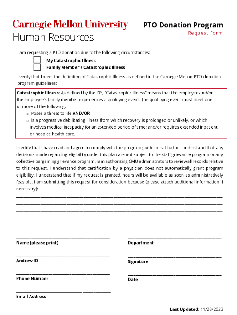 Fillable Online PTO Donation Program Request Form Fax Email Print - pdfFiller