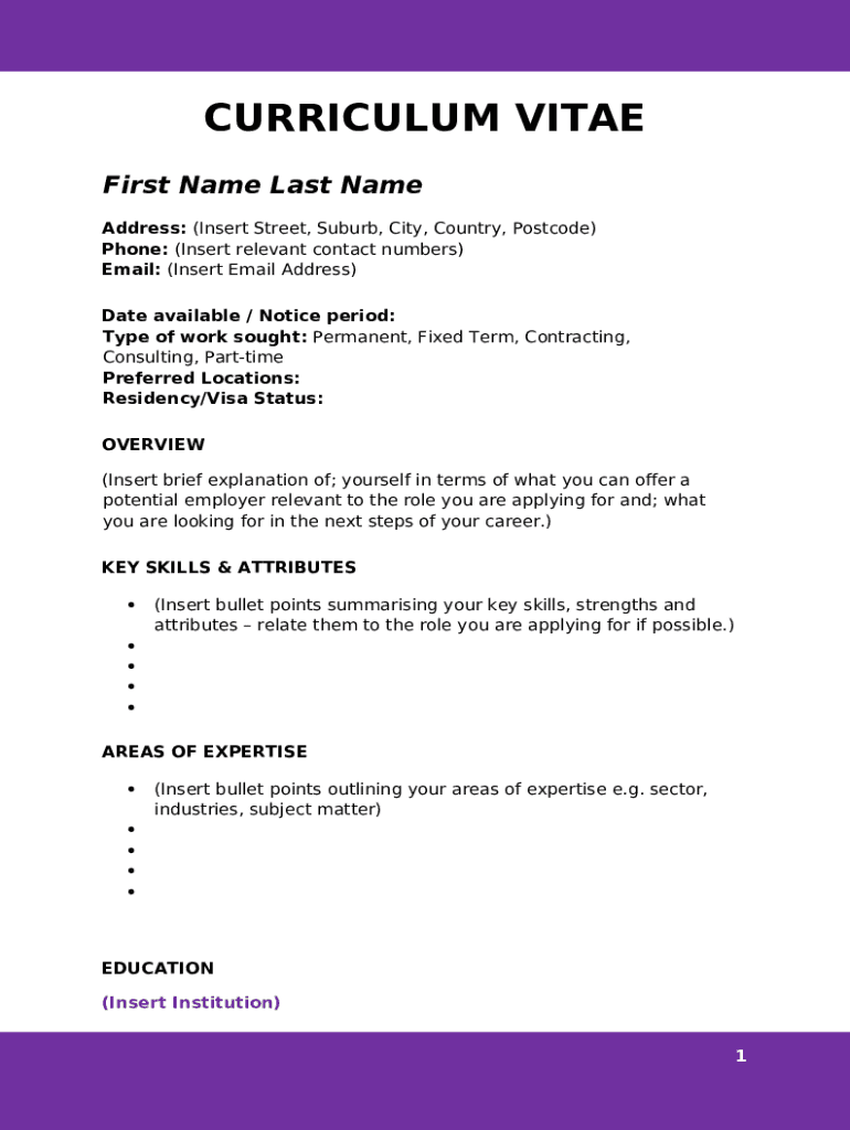 Address: (Insert Street, Suburb, City, Country, Postcode) Doc Template ...