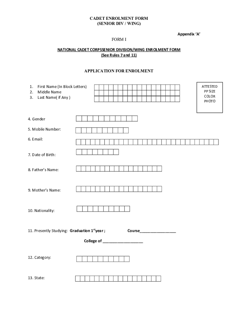 Fillable Online hillagric ac Ncc Enrollment Form - Fill Online ...
