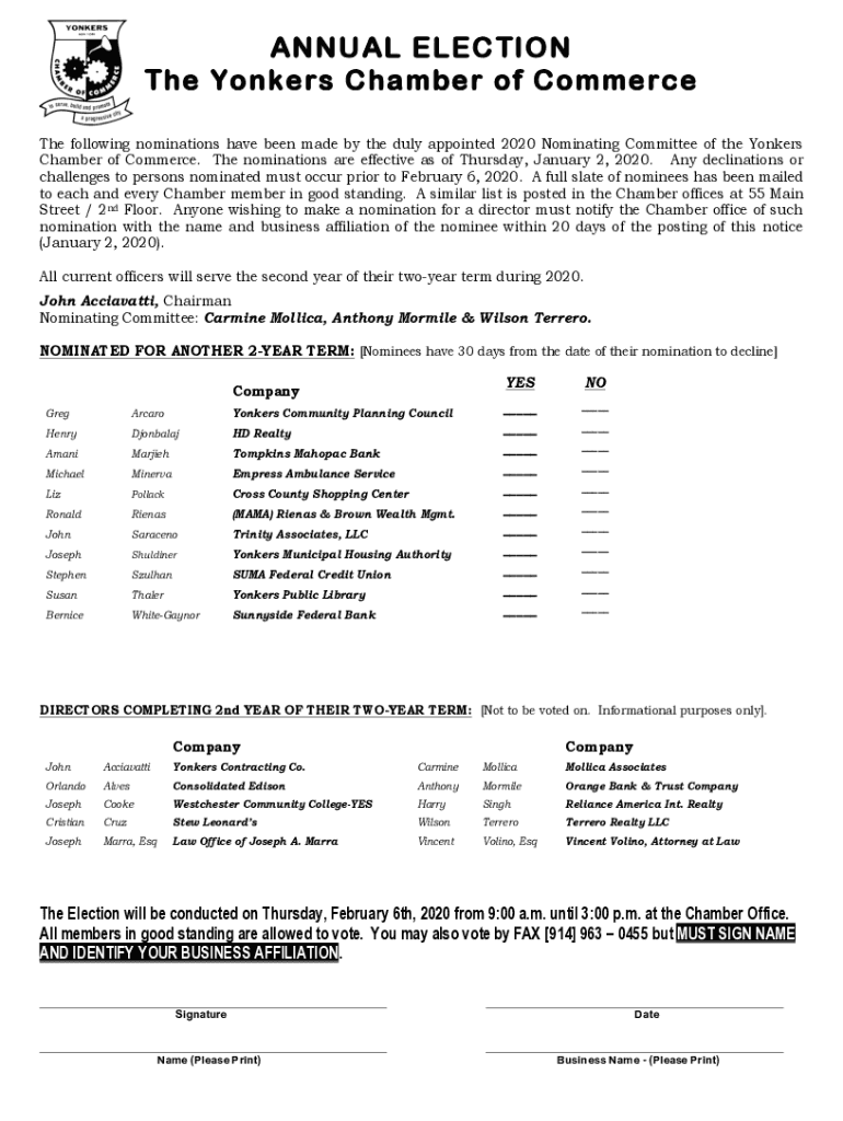 Fillable Online 2020 ANNUAL ELECTION Ballot Form.doc Fax Email Print ...