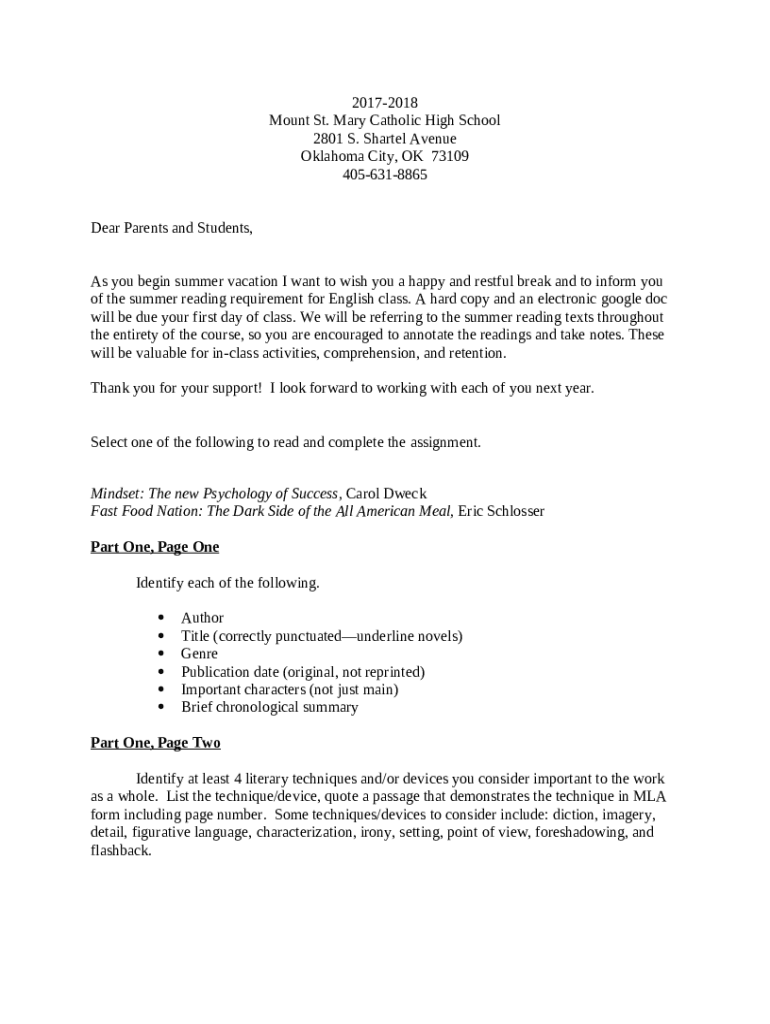 Home - Mount St. Mary High School Doc Template | pdfFiller