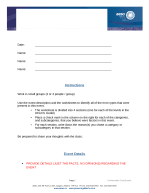 3a-Event Review Using HFACS Exercise Template Doc Template | pdfFiller