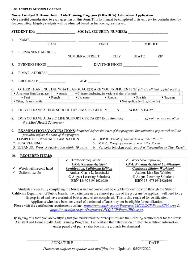 Fillable Online General Instructions of Application Forms for CNA and ...