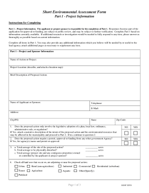 Fillable Online Form CenterShort Environmental Assessment Form Fax ...