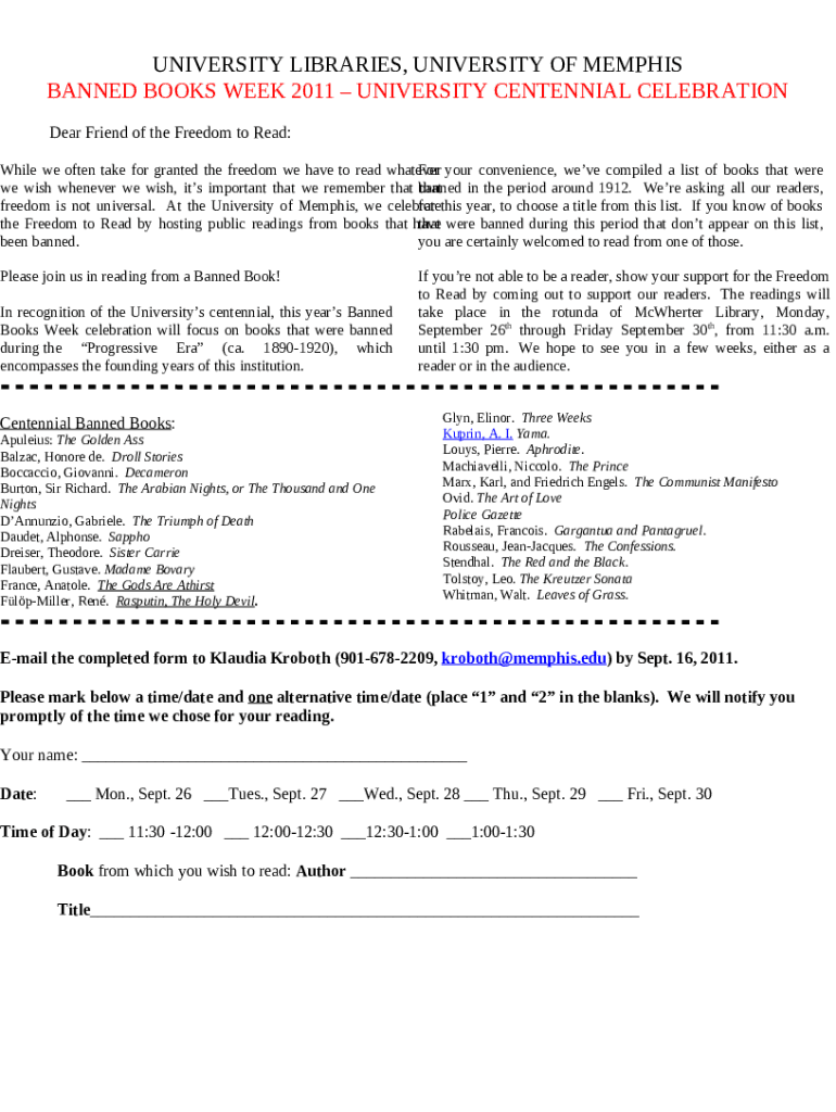 UB Libraries celebrates Banned Books Week with a Read- ... Doc Template ...