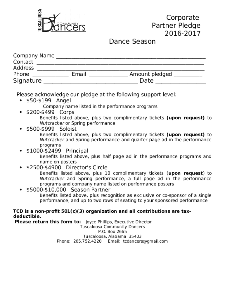 Corporate Partner Pledge Doc Template | pdfFiller