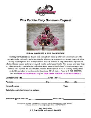Fillable Online Pink Paddle Party Donation Request Fax Email Print ...