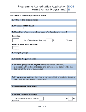 Programme Accreditation Application al Programme Doc Template | pdfFiller