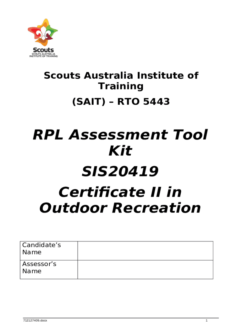 SAIT - Your Pathway to Certificate II in Outdoor Recreation ... Doc Template | pdfFiller