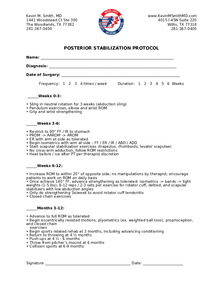 Arthroscopic Posterior Shoulder Stabilization Rehab Protocol Doc ...