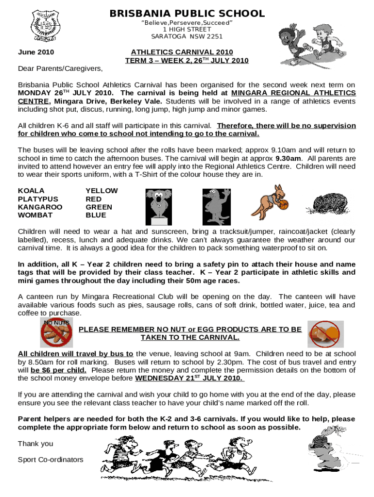 BRISBANIA PRIMARY SCHOOL Doc Template | pdfFiller