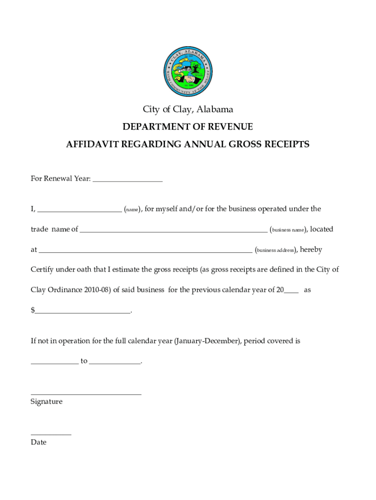 Fillable Online Gross Receipts Affidavit Fax Email Print - pdfFiller