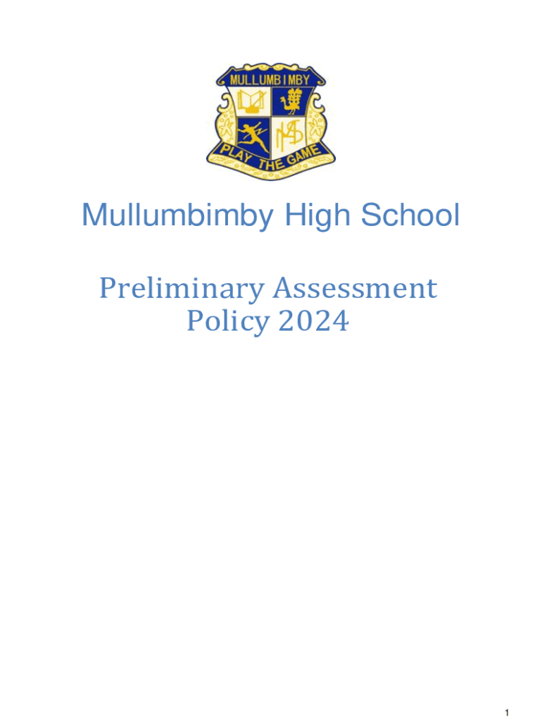 Fillable Online Mullumbimby High School Preliminary Assessment Policy ... Fax Email Print ...