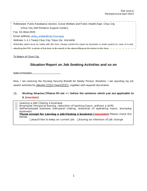 Situation Report on Job Seeking Activities and so on Doc Template ...