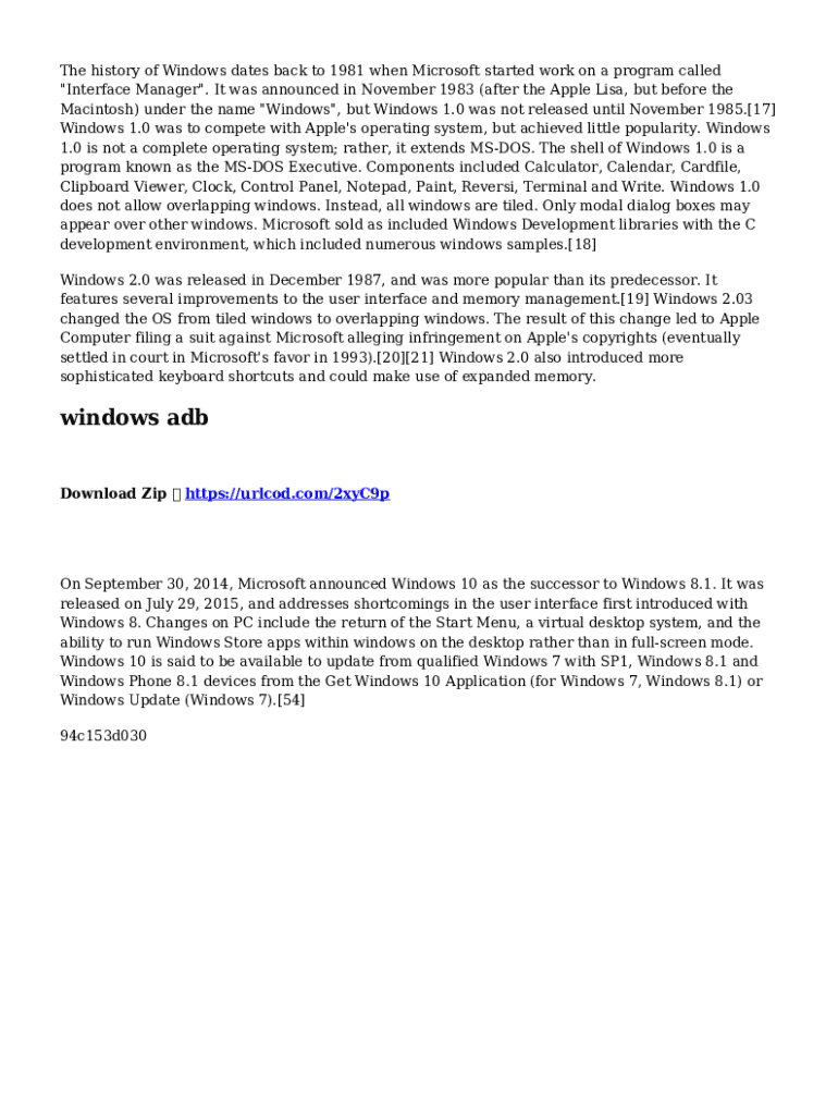 Fillable Online The History of Windows 1.0 - by Bradford Morgan White ...