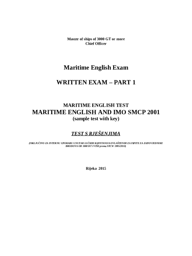 Maritime English Exam for Master's and Chief Mate's ... - PFRI Doc ...